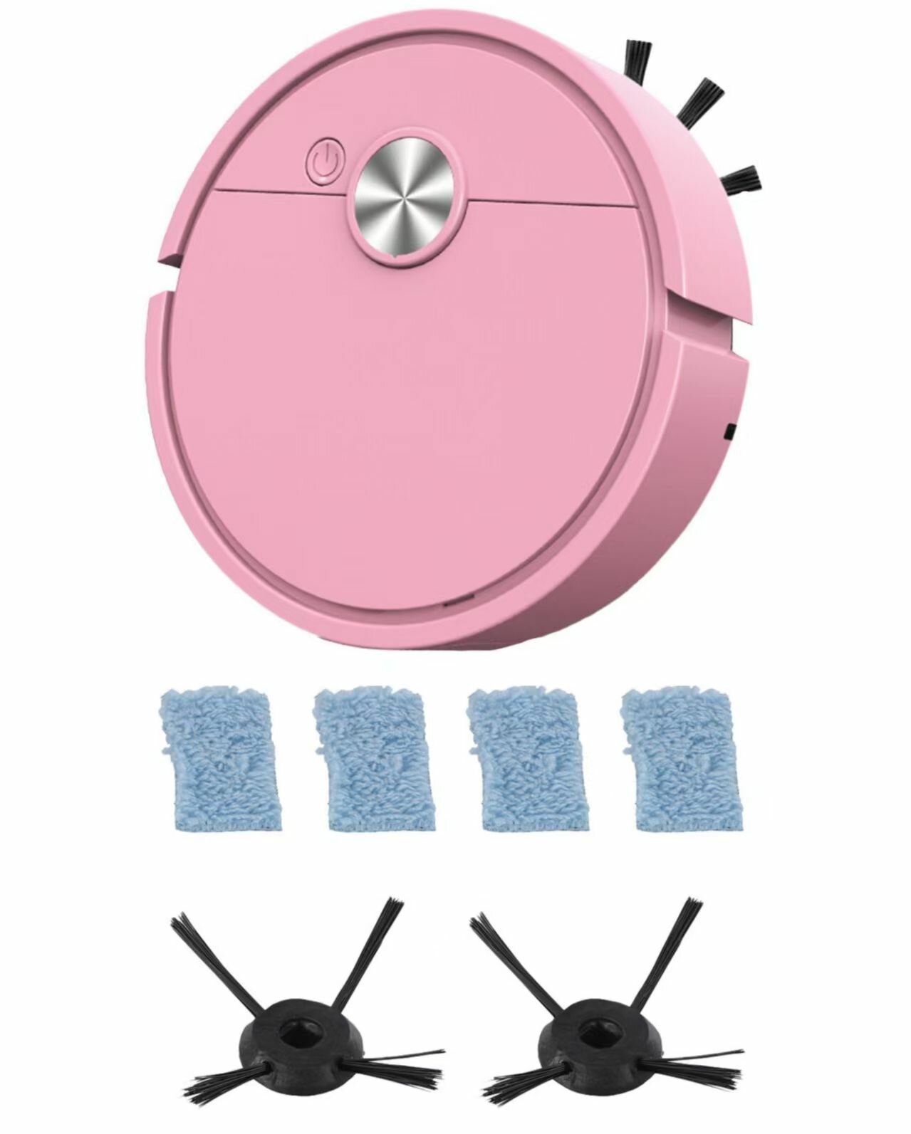 Робот-пылесос 1 в 1 подметает и моет полы, умный робот-пылесос + специальные аксессуары (2 боковые щетки + 4 швабры)