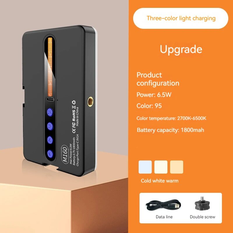 Andoer M160 RGB LED Видеосвет, 2700-6500K, CRI95, 1800mAh, Leg 1