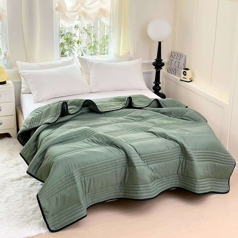 Heatresistant cooling blanket with solid colors and modern style for living room brand unknown green 180x220cm