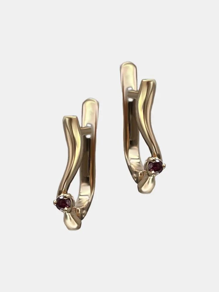 Серьги, красное золото, 375 проба, бриллиант