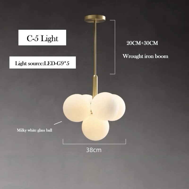 Светодиодные люстры в виде круглых шаров, Скандинавская волшебная лампа в форме Боба, Warm light, C