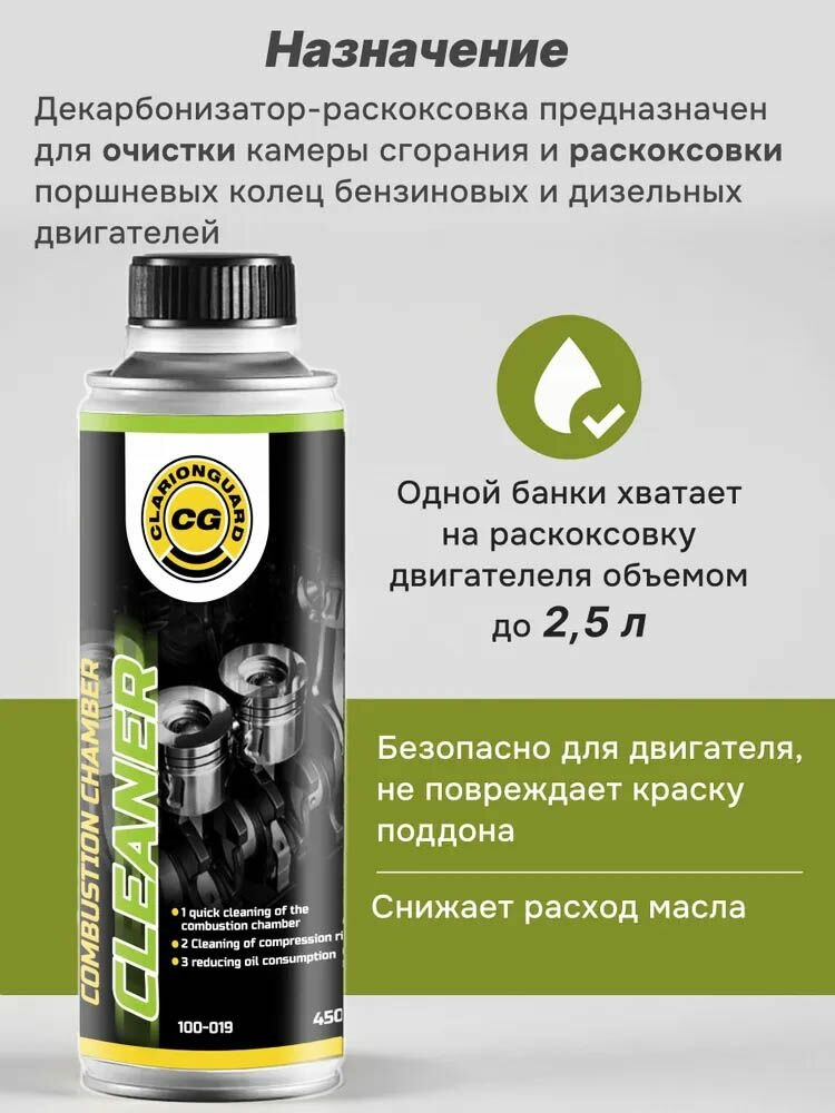 Декарбонизатор двигателя Clarion Guard Combustion chamber cleaner, арт. 100-019