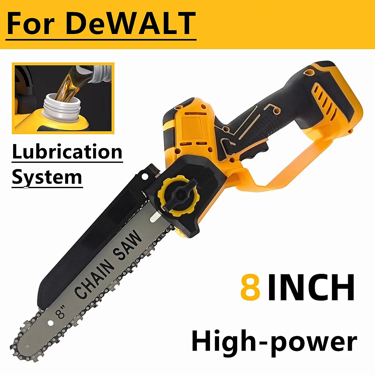 Бесщеточная цепная пила DeWALT 8 дюймов аккумуляторная