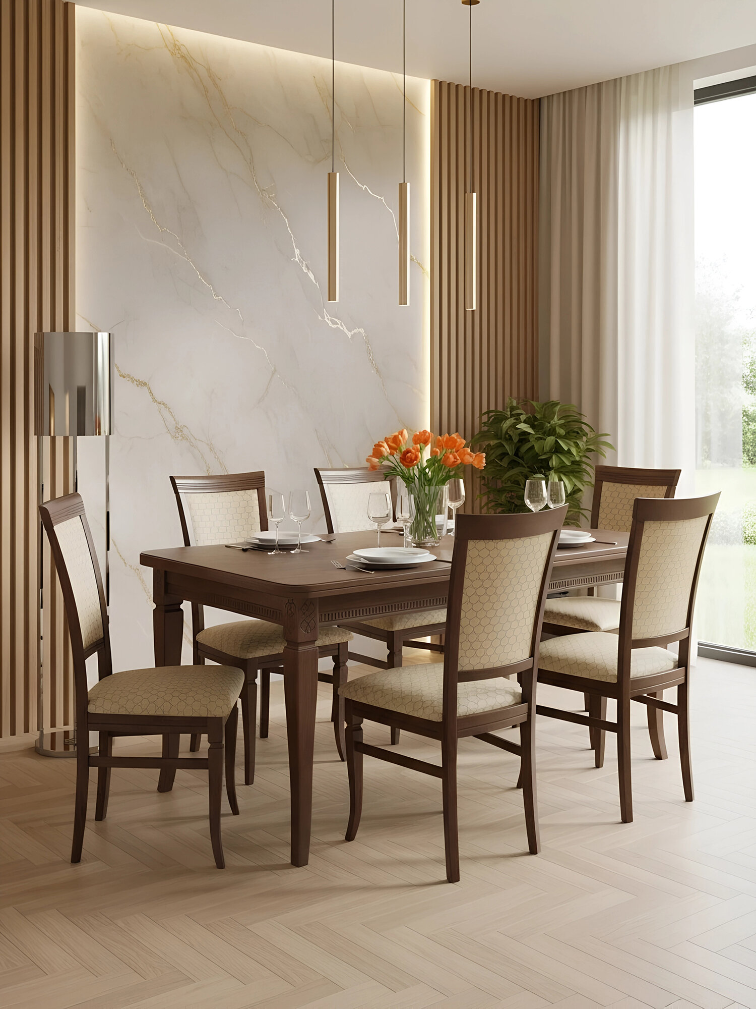 Стол обеденный Мебелик Фидея 3 раздвижной, кухонный, цвет орех 120/160*70