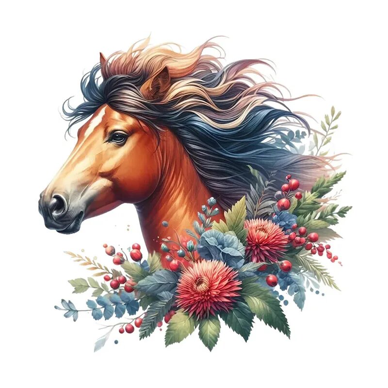 Красивая акварельная наклейка с изображением лошади, применяется для стены, двери, шкафа, окна, украшения автомобиля, виниловые наклейки с животными, художественные обои