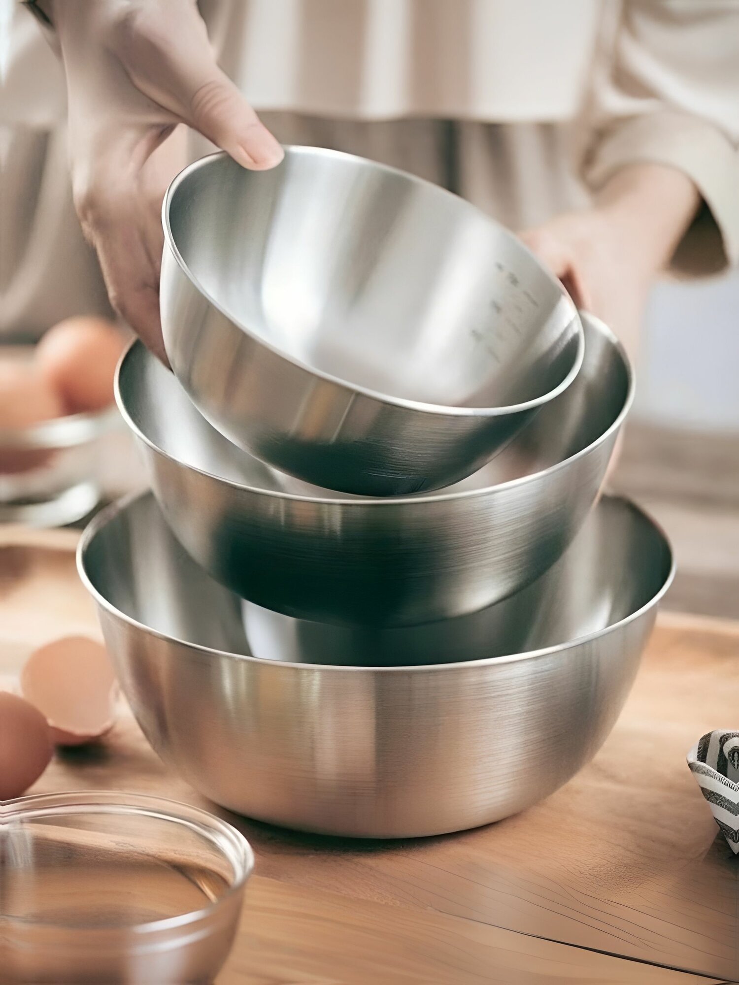 Набор мисок из нержавеющей стали для кухни 3 шт.