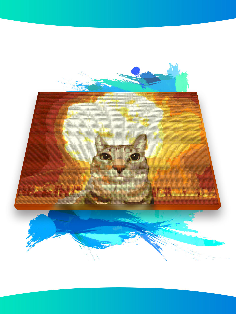 Алмазная мозаика на подрамнике - вышивка Кот мем со взрывом 30х40