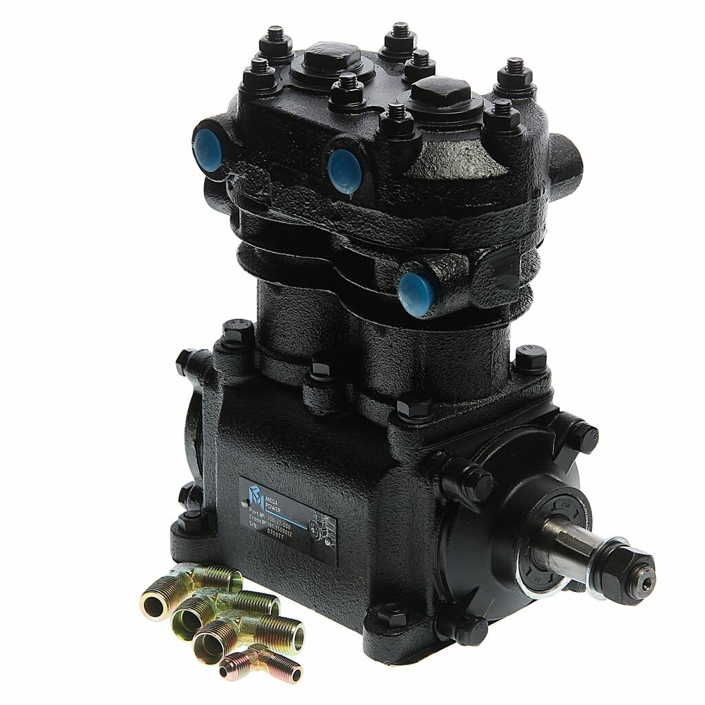 Компрессор ЗИЛ, МАЗ, урал (2 цилиндровый) жид. охлаж. без шкива 210л/мин. MEGAPOWER