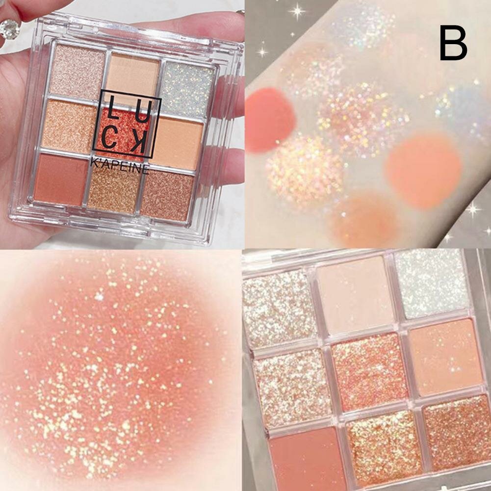 9-цветная водостойкая и стойкая палитра матовых теней для век с блестками