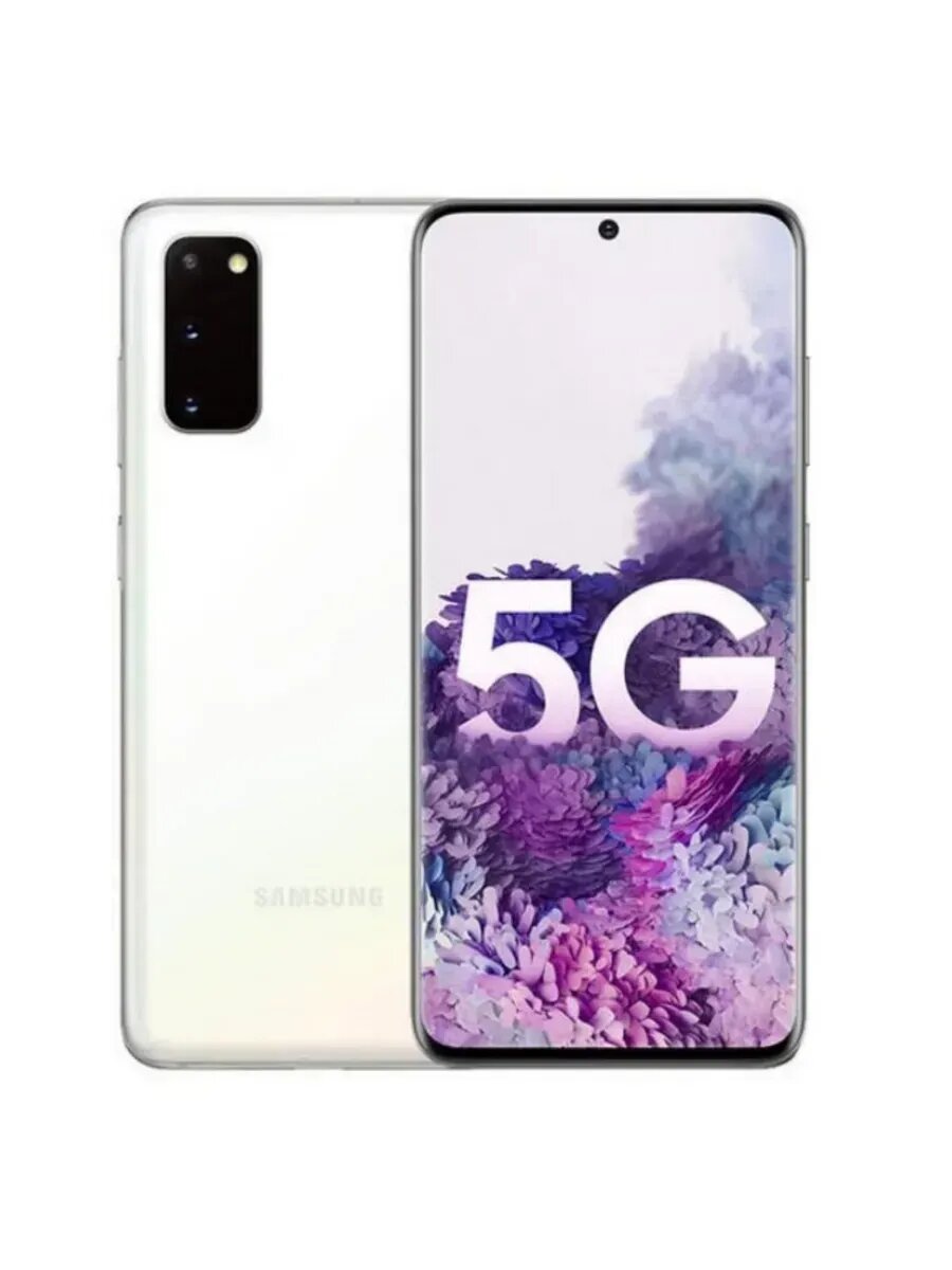 Смартфон Samsung Galaxy S20, экран 6,2", 12 ГБ, 256ГБ, белый