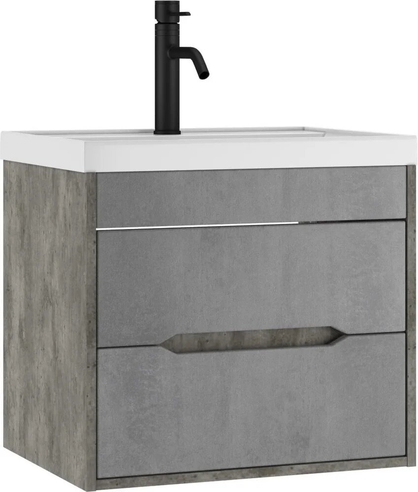 Тумба под раковину подвесная Домино, "Bazis 60" Loft В2 Бетон