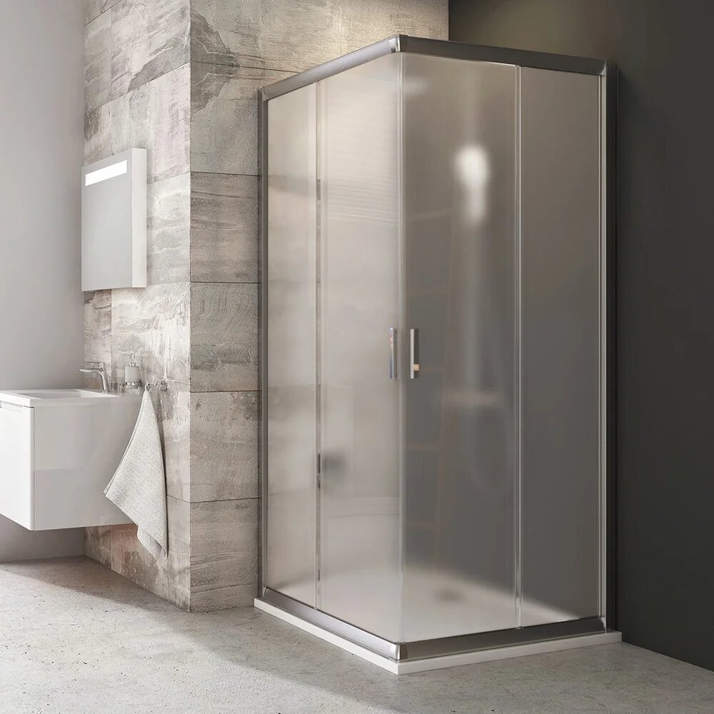 Душевой уголок Ravak Blix BLRV2K без поддона, стеклянный, 90x90, с матовым рифленым стеклом, раздвижной антикапля