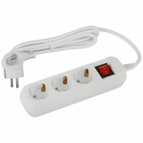 Удлинитель электрический ЭРА UDL-16-315-ES Greenline 3 розетки с заземлением с выключателем 1,5м ПВС 3x1мм2