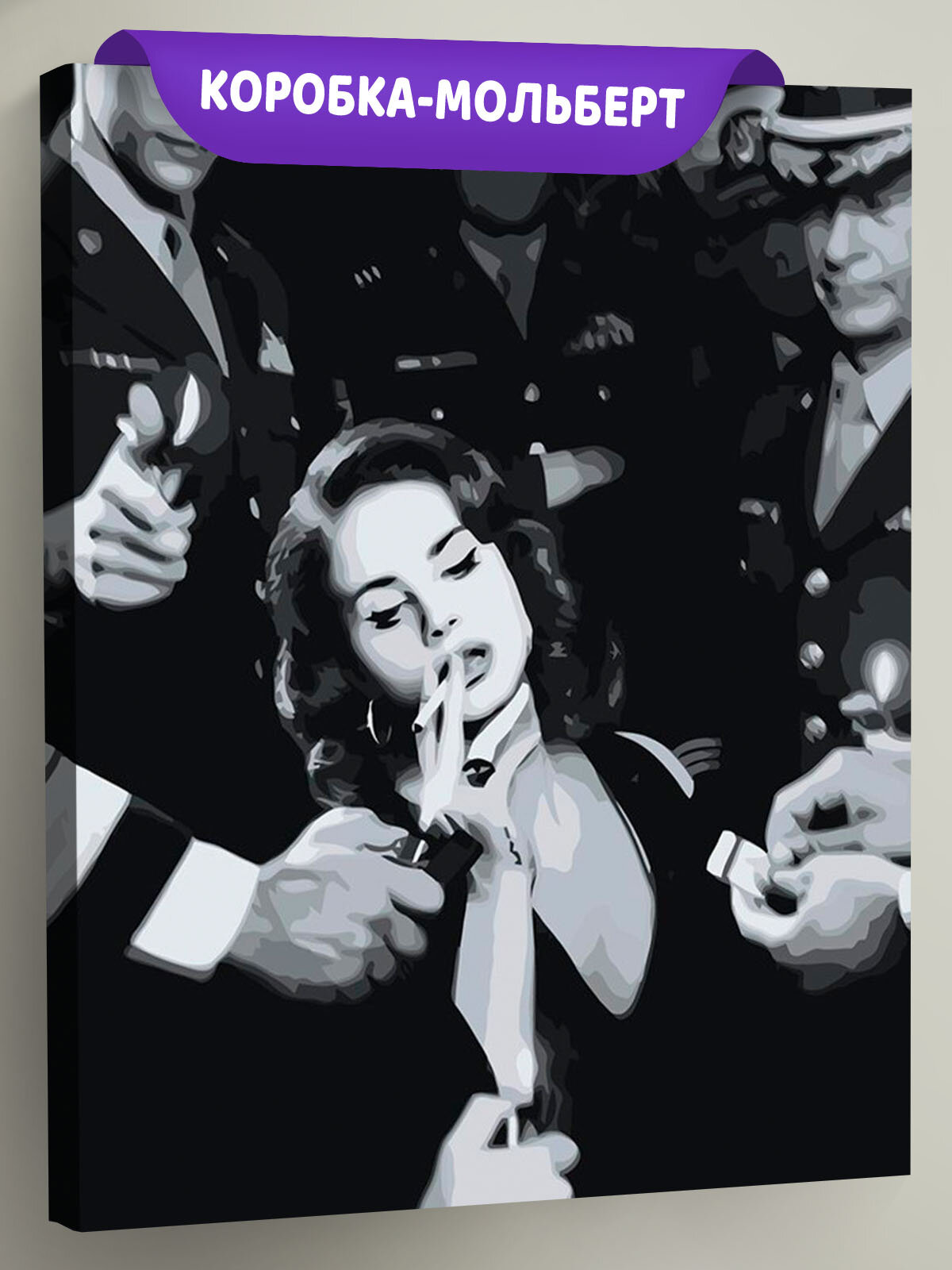 Картина по номерам на холсте с подрамником "Lana Del Rey Лана Дель Рей: портрет чб" Раскраска 40x40 см, Музыкант