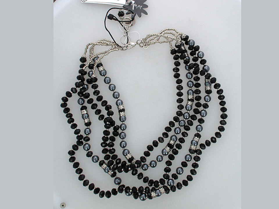 Колье, кристалл, жемчуг имитация