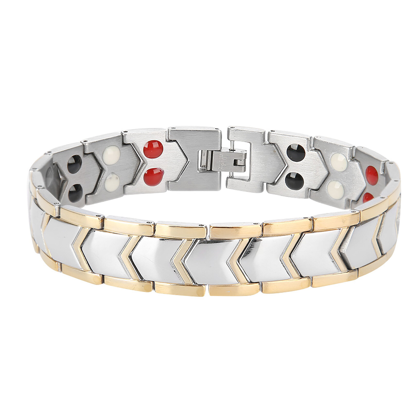 Men Bracelet, Magnet Gold Health Bracelet Stainless Steel for Women men