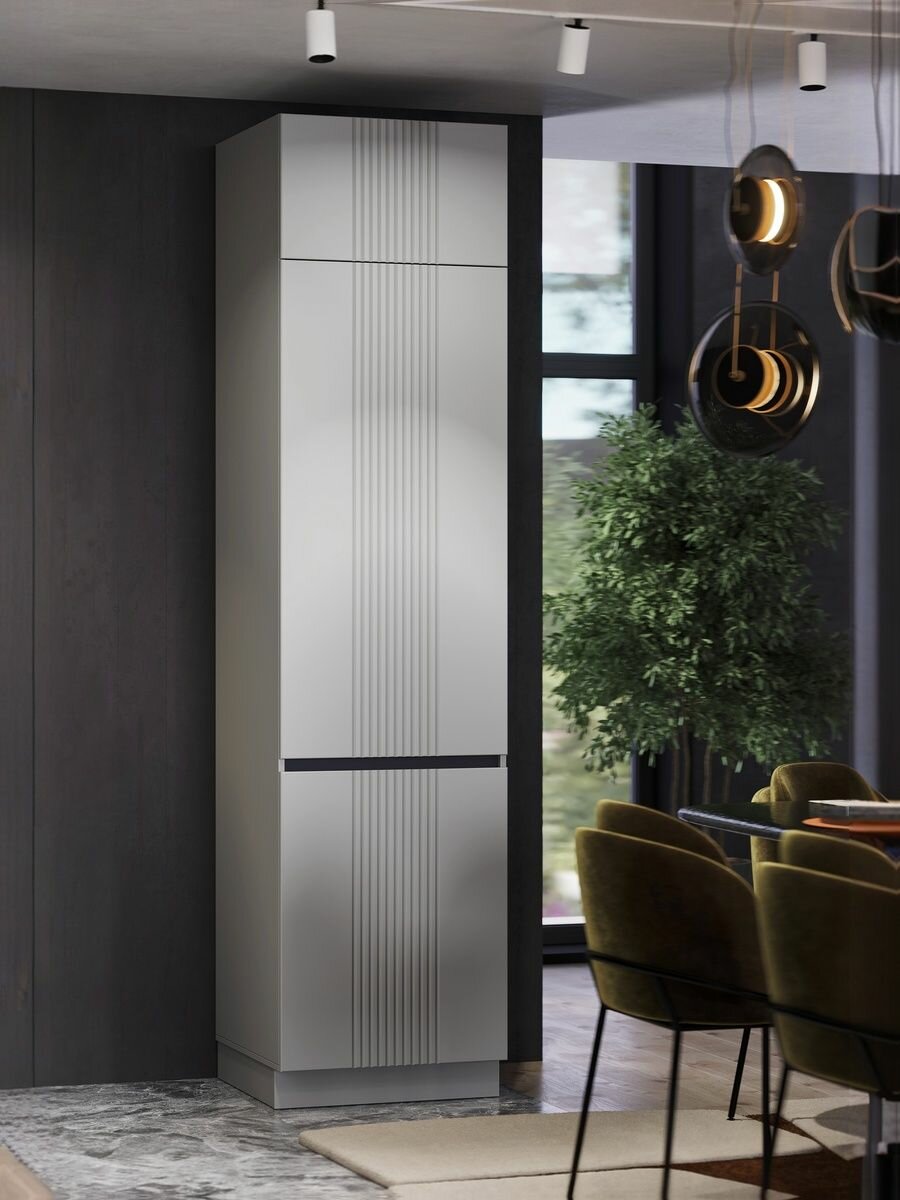 Кухонный пенал 60 см для хранения, рифленый фасад.