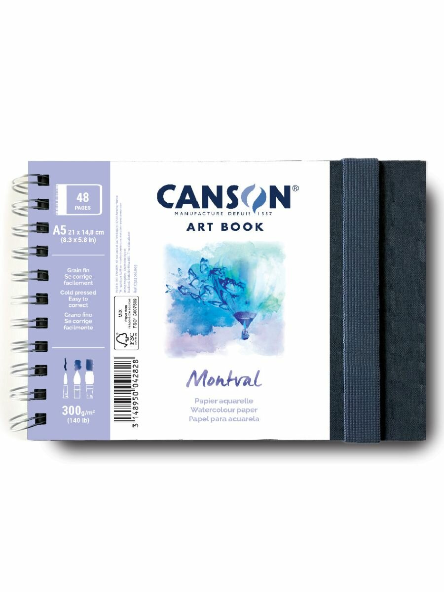 Скетчбук Canson ART BOOK C31200L003, A5, 24 л, фактурная бумага Montval 300г/м2