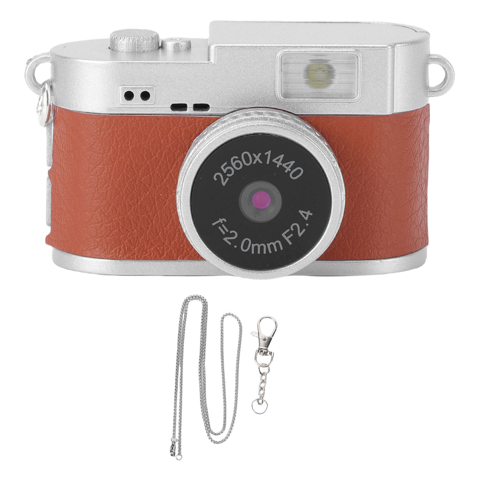 Камера-брелок 2K FHD Видео 2MP Фото 1,47-дюймовый цветной экран Встроенные 4 фильтра Светодиодная вспышка Перезаряжаемая маленькая цифровая камера в стиле ретро Коричневый