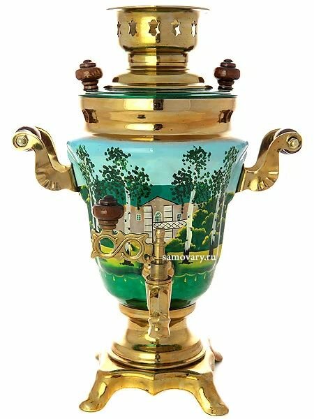 Классический латунный электрический самовар 1.5 л Ясная поляна