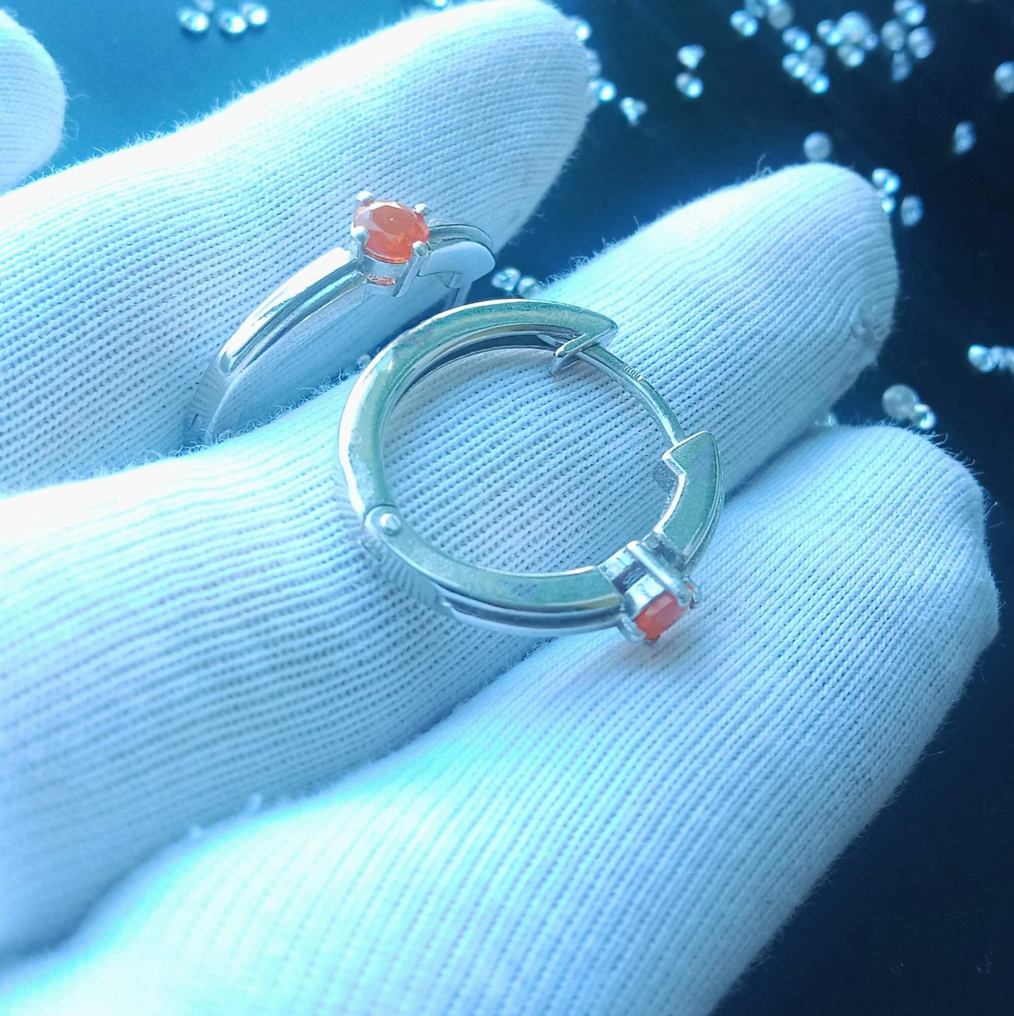 Серьги, серебро, 925 проба, родирование, опал