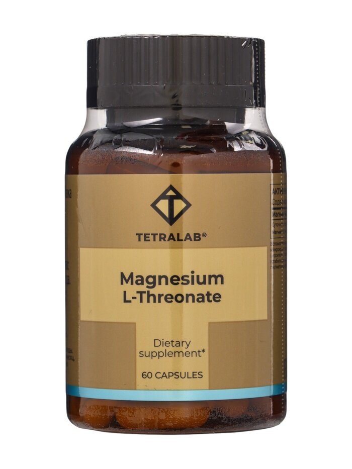 Магний L-Треонат TETRALAB, для концентрации, памяти и нервного тонуса, 60 капсул