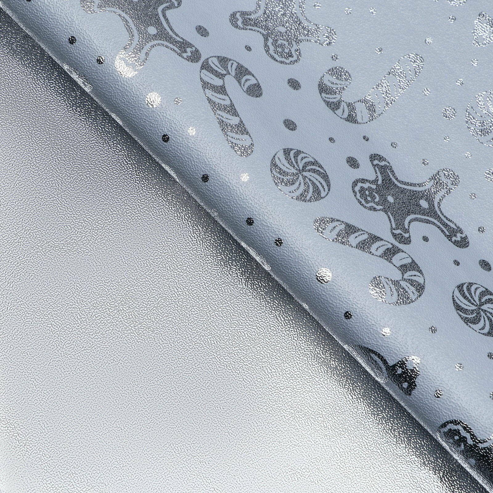 Плёнка упаковочная новогодняя фольгированная "Сладости", 70x50 см, белый, 20 шт.