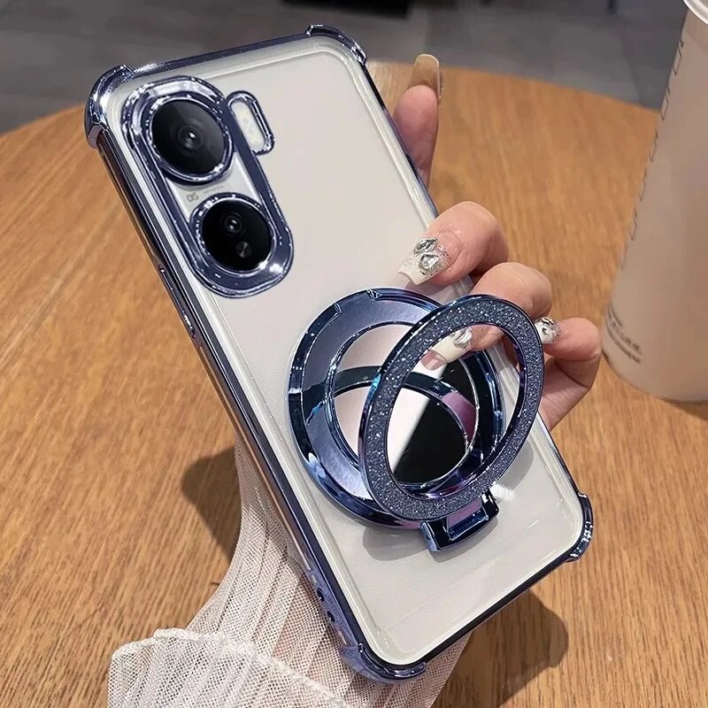 Чехол на POCO X7 PRO Blue с зеркальным кольцом