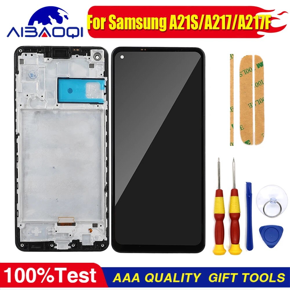 Сенсорный экран для Samsung Galaxy S21 FE A20 A20S A207 A21 A21S A217 A217F A30 A305F A50 A50S A05 A055 ЖК-дисплей + инструмент A217F With Frame