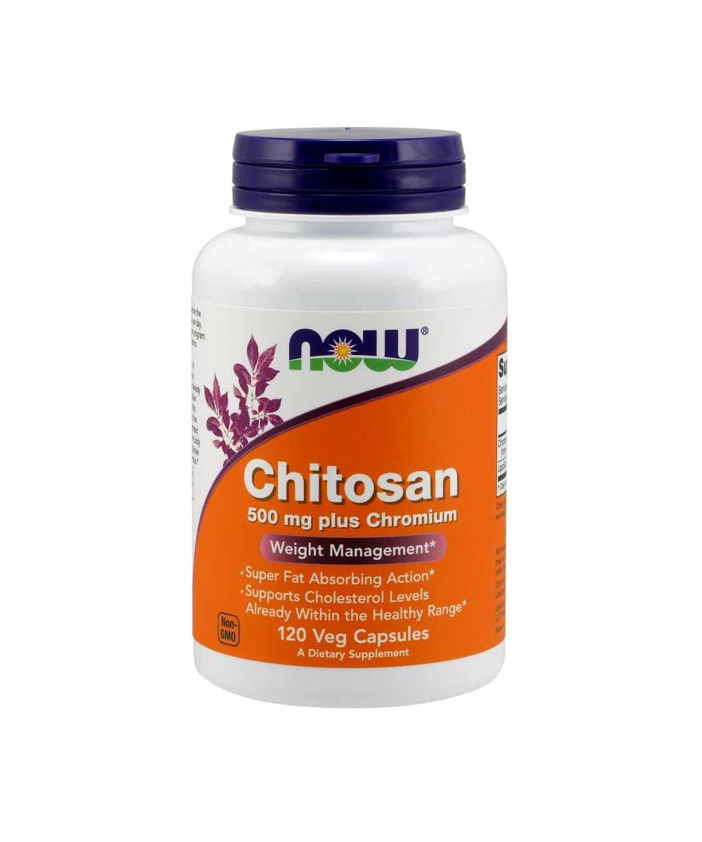 Now Chitosan Plus 500mg НАУ Хитозан+ хром для обмена веществ 120 veg capsules