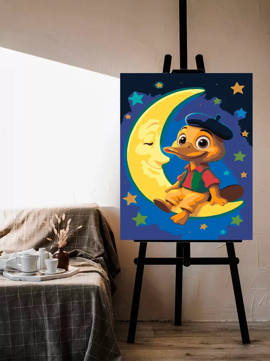 Картина по номерам Мультяшная Луна и Утка Животное