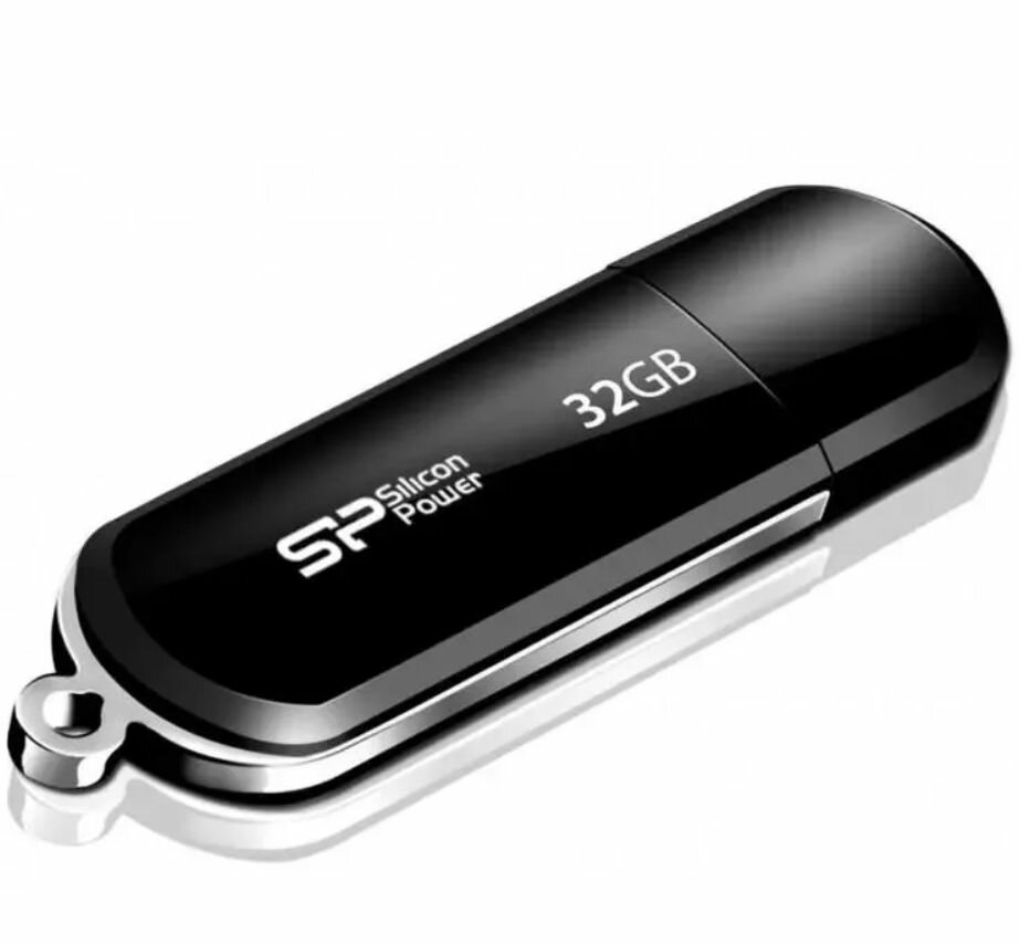 Память USB Flash 32 ГБ SILICON POWER LuxMini 322 (SP032GBUF2322V1K) - USB 2.0, USB Type-A, вид закрывания - Колпачок, Пластик