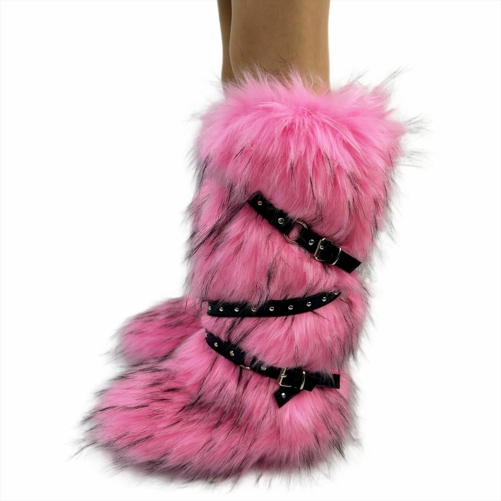 Y2K сексуальные высокие зимние сапоги для горячих девушек, новые меховые сапоги с пряжкой на ремне 2025 года