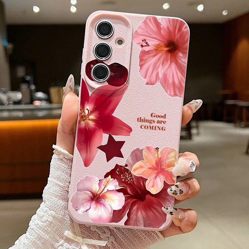 Чехол на Samsung Galaxy S24+ A900 pink, цветочный принт