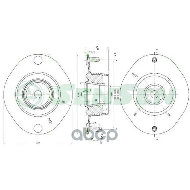 Опора амортизатора передняя OPEL Astra F 91- Sensen арт. M61162
