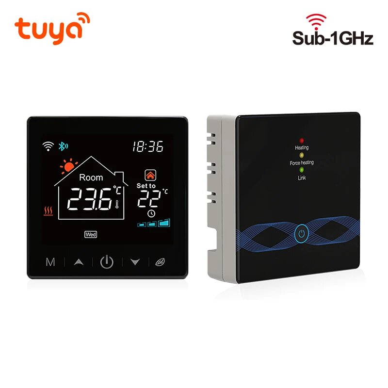 Tuya WiFi Термостат для котла, R9BW-RC (Black)