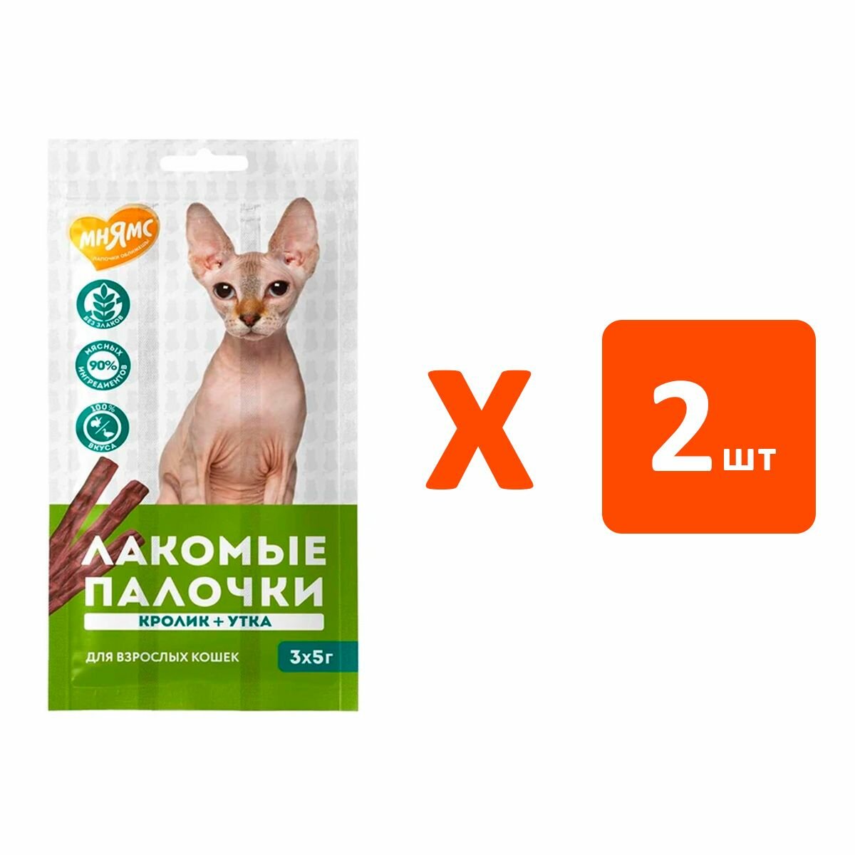 Лакомство Мнямс для кошек палочки с уткой и кроликом, 15 гр 2 шт