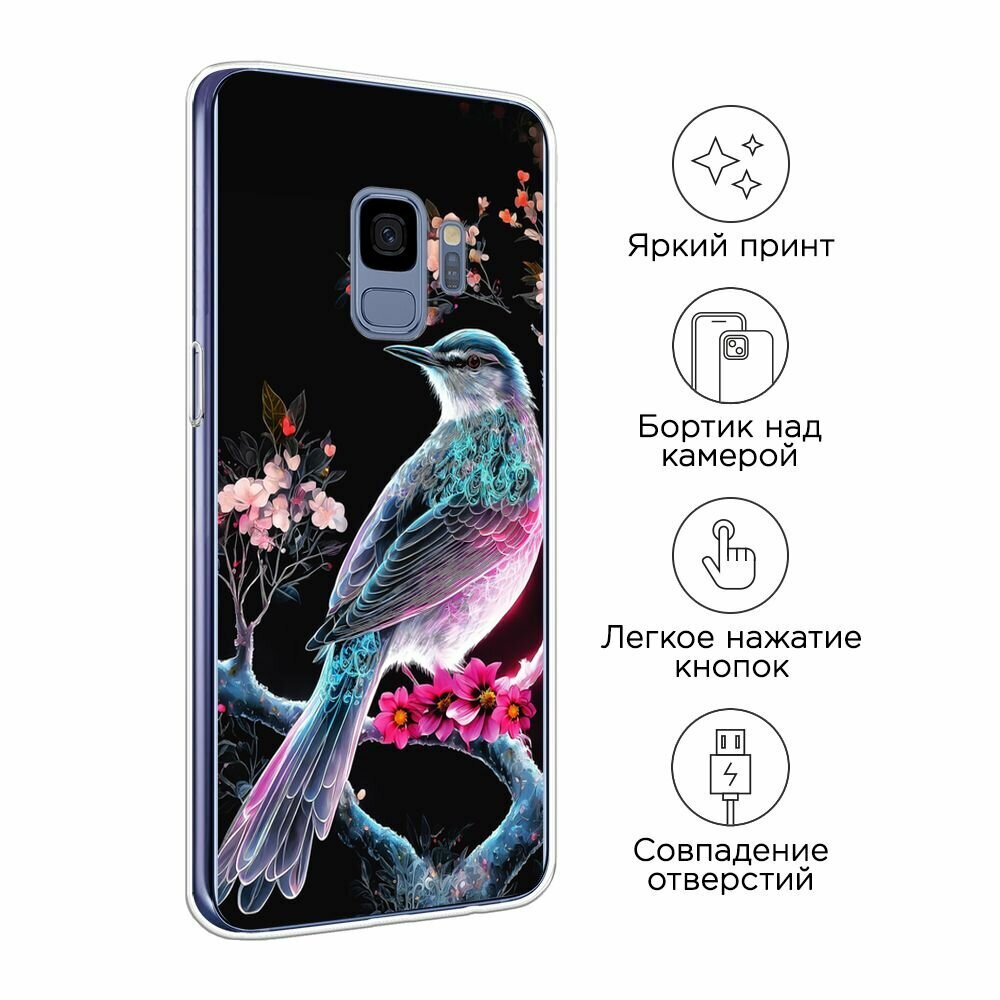 Чехол на Samsung Galaxy S9 / Самсунг Галакси С9 с принтом "Птица на цветущем дереве" — фото 1