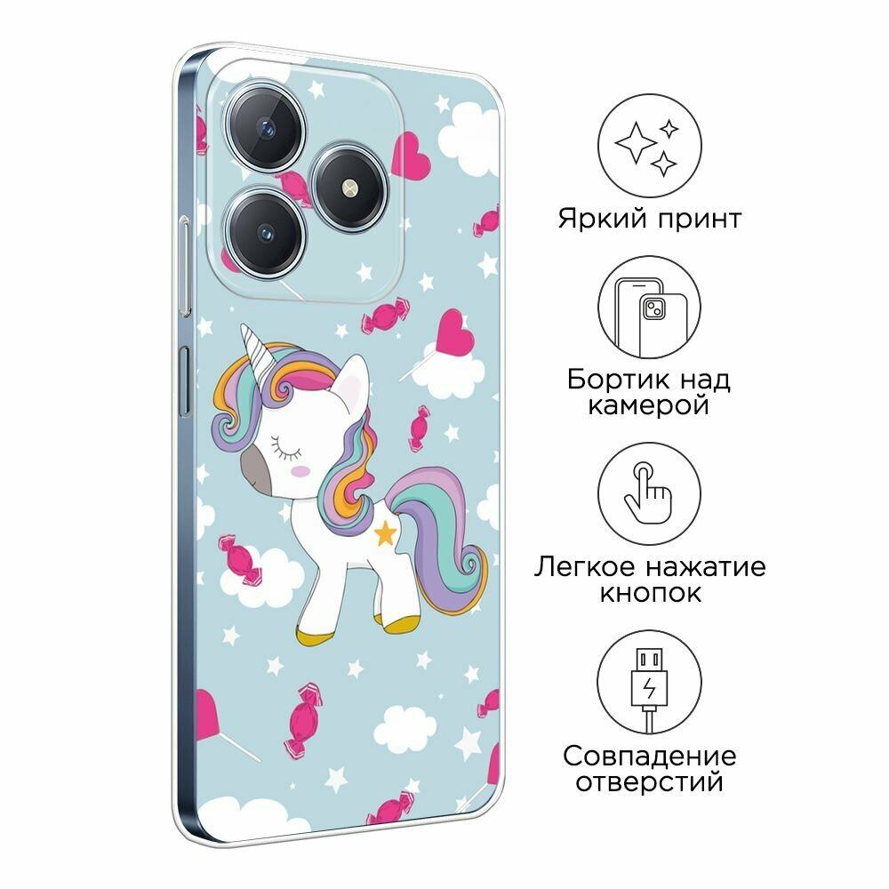 Чехол на Realme C63 / Реалми С63 с принтом "Сладкий единорожек" — фото 1