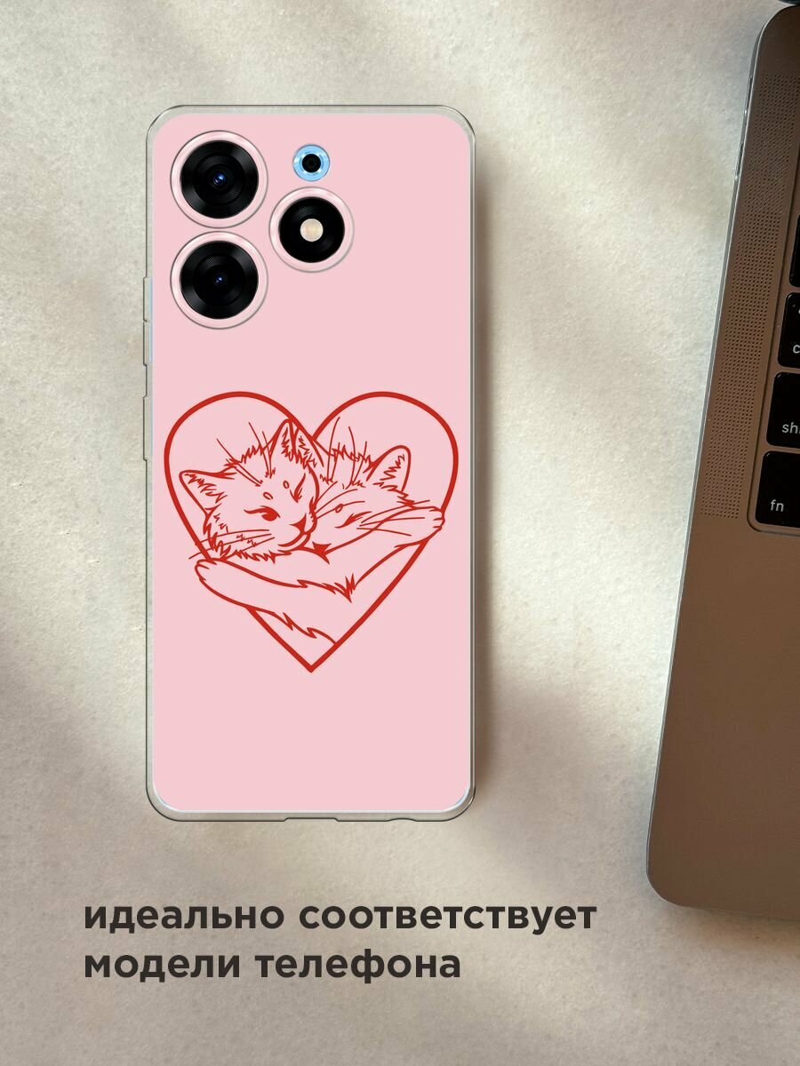 Чехол на Tecno Spark 10 Pro / Текно Спарк 10 Про с принтом "Влюблённые котики рисунок 1 - 14 февраля" — фото 1