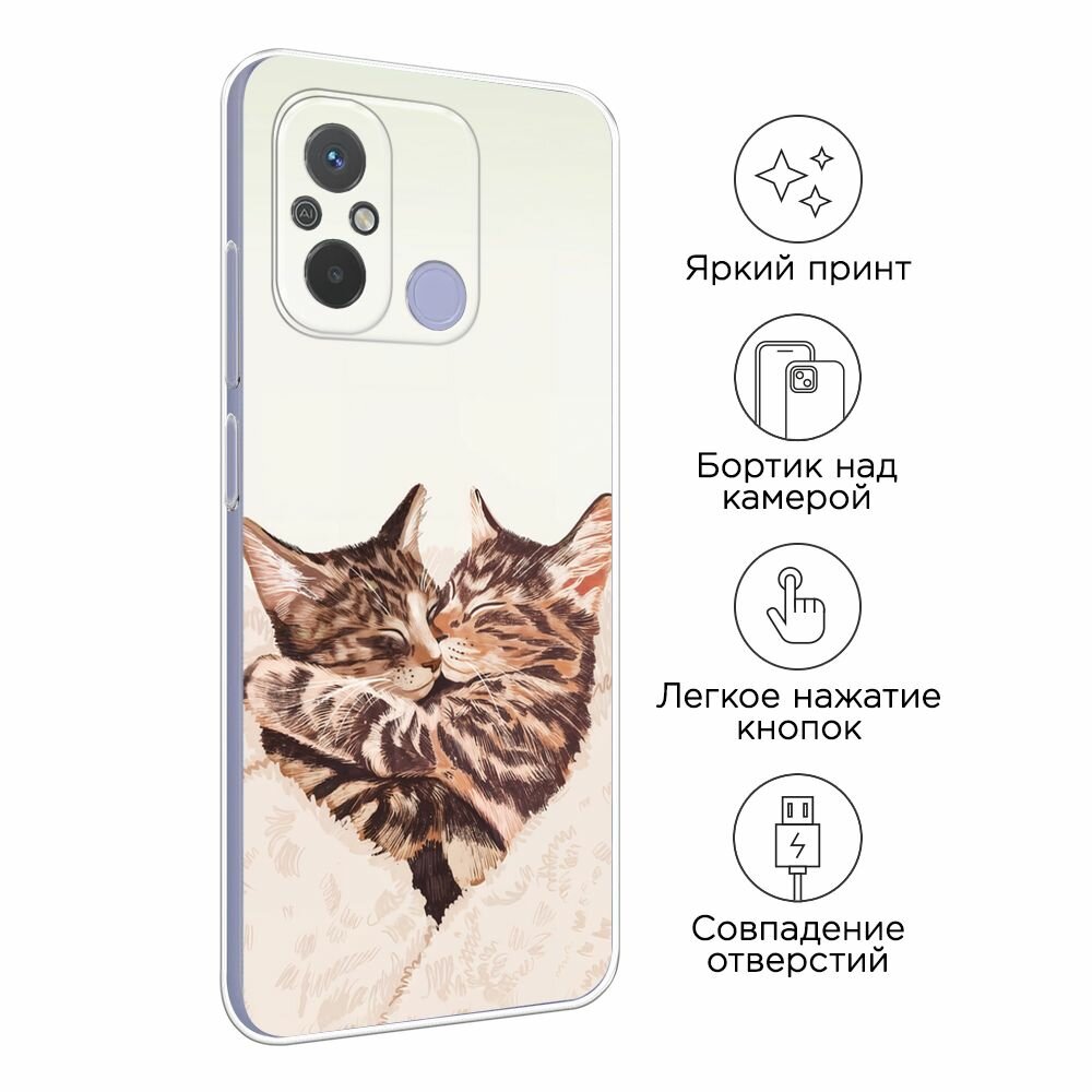 Чехол на Xiaomi Redmi 12C/Poco C55 / Редми 12C/Поко С55 с принтом "Влюбленные котейки - 14 февраля" — фото 1