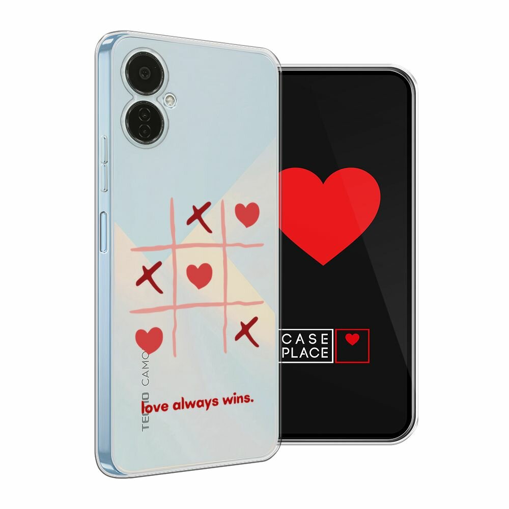 Чехол на Tecno Camon 19 Neo / Техно Камон 19 Нео с принтом "love always wins - 14 февраля", прозрачный — фото 1