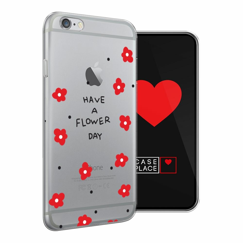 Чехол на Apple iPhone 6 / Айфон 6 с принтом "Have a flower day 2", прозрачный — фото 1