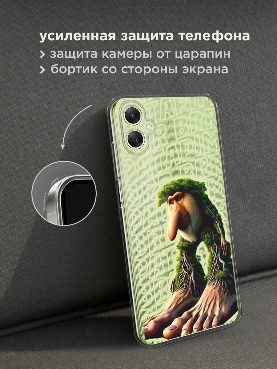 Чехол на Samsung Galaxy A06 / Самсунг Галакси А06 с принтом "Брр брр патапим 2", прозрачный — фото 1