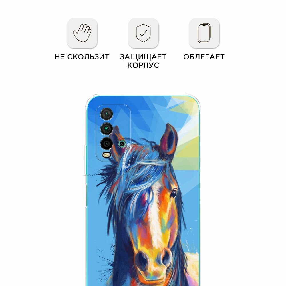 Чехол на Xiaomi Redmi 9T / Сяоми Редми 9Т с принтом "Лошадь арт 3" — фото 1