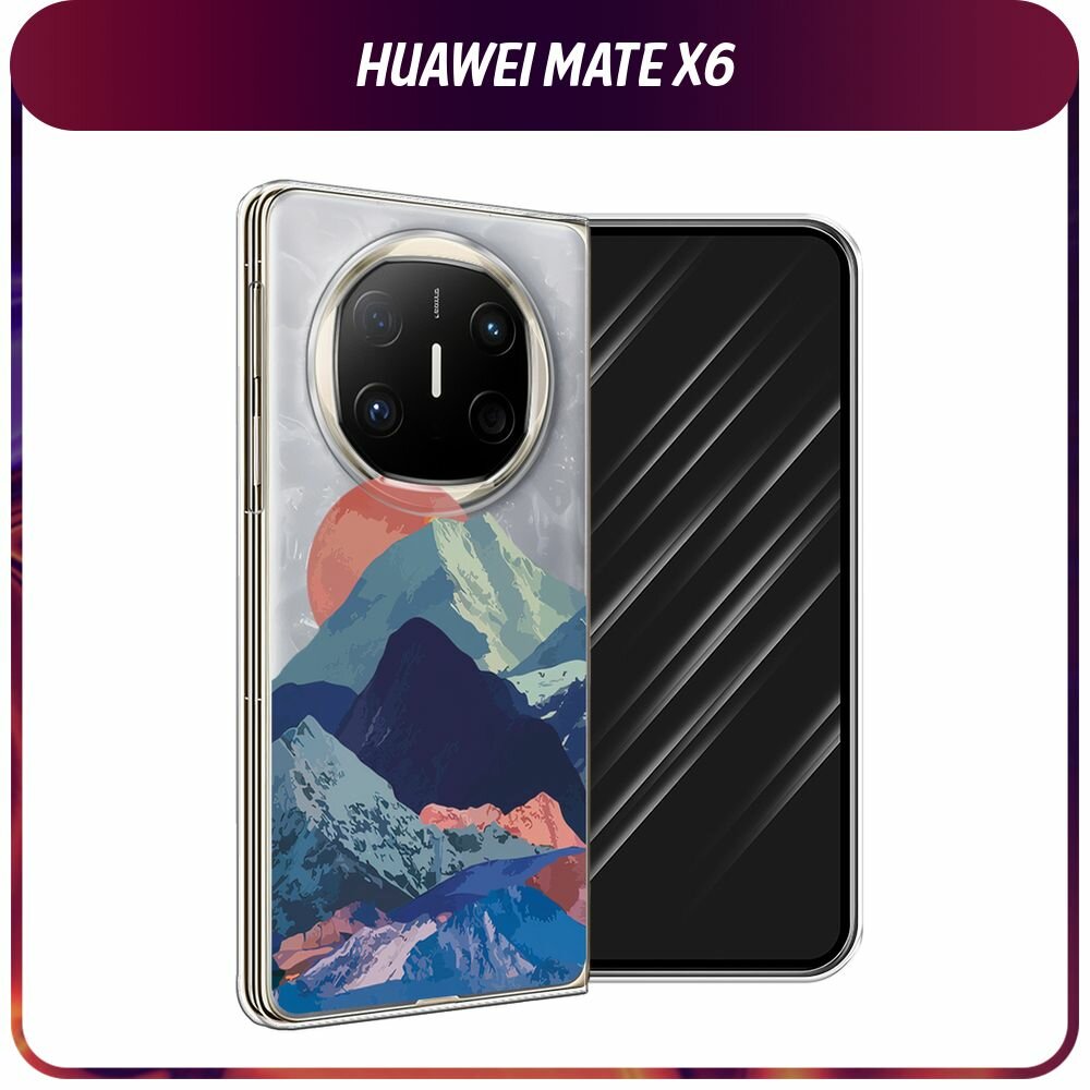 Чехол на Huawei Mate X6 / Хуавей Мате X6 с принтом "Закат в снежных горах"