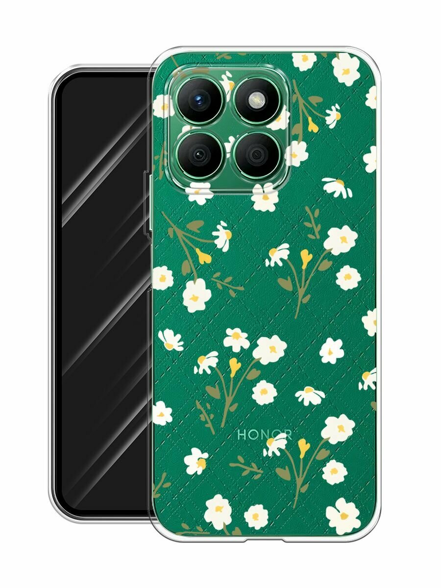 Чехол на Honor X8B / Хонор X8B с принтом "Пучки ромашек паттерн", прозрачный — фото 1