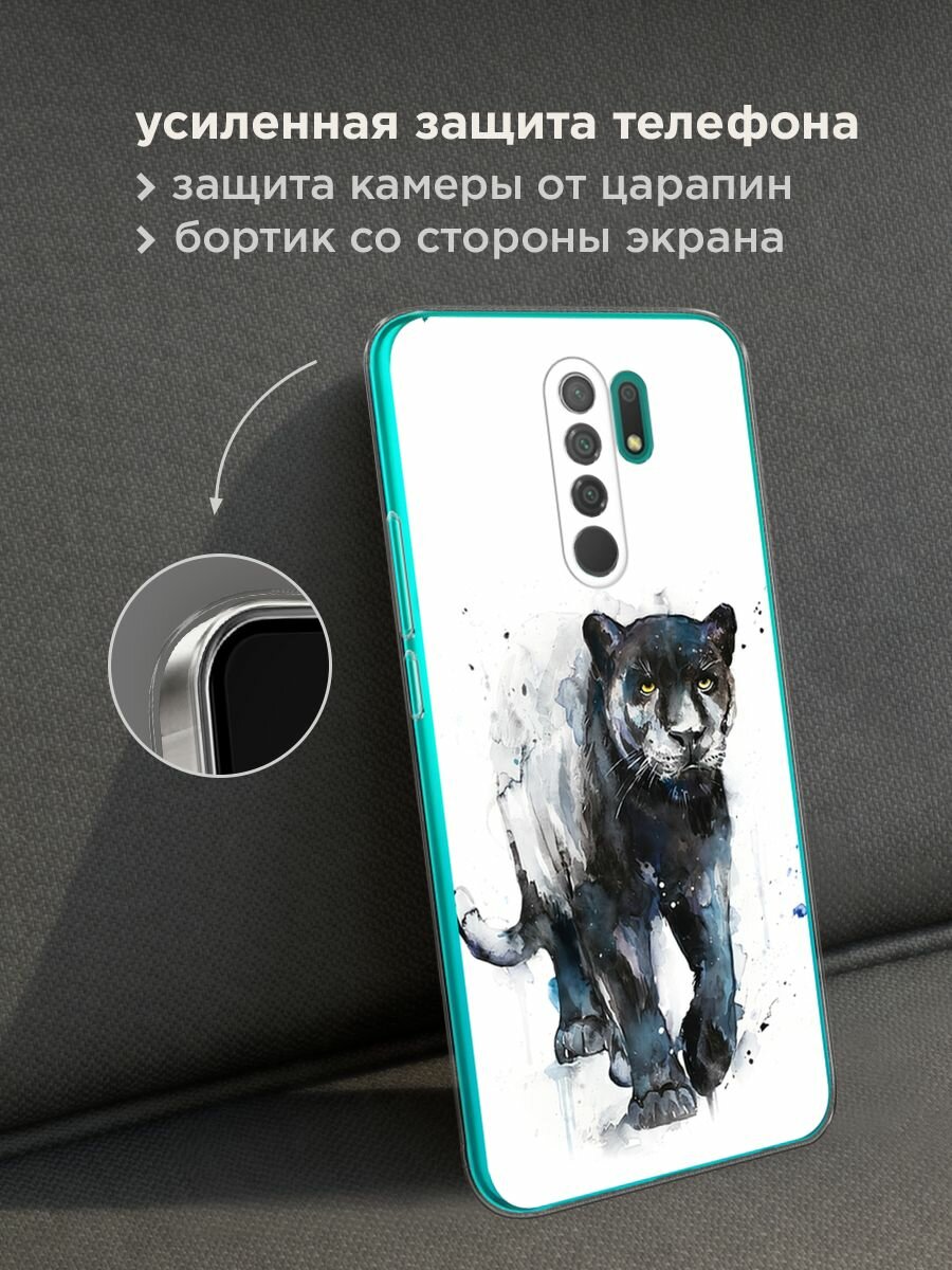 Чехол на Xiaomi Redmi 9 / Сяоми Редми 9 с принтом "Пантера арт 3" — фото 1