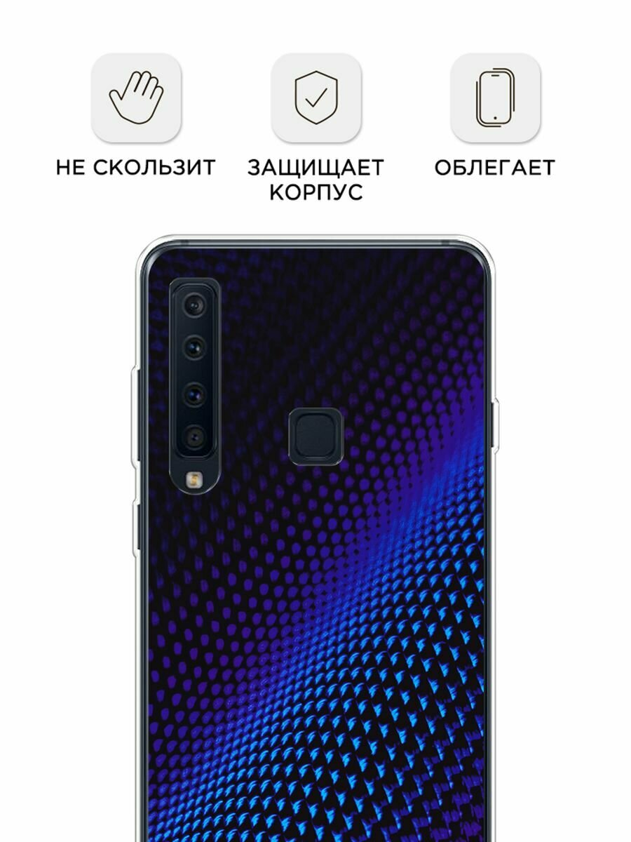 Чехол на Samsung Galaxy A9 2018 / Самсунг Галакси А9 2018 с принтом "Синий карбон" — фото 1