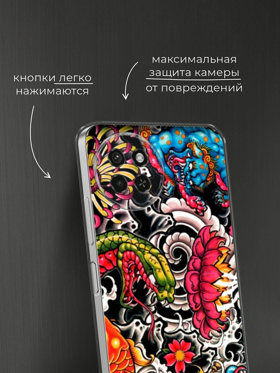 Силиконовый чехол на Itel S23 / Ител S23 с принтом "Японское искусство" — фото 1